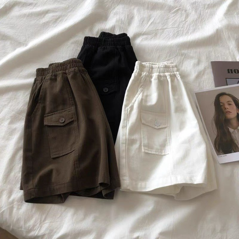 Quần short kaki nữ 3 màu cơ bản size 40-70kg cạp chun | Shopee Việt Nam