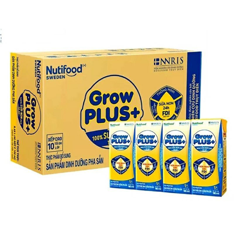 Thùng 48 hộp sữa bột pha sẵn NutiFood Growplus vàng Sữa non 180ml ...