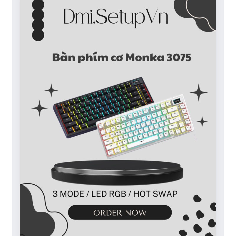 BÀN PHÍM CƠ MONKA 3075 3Mode | Led RGB | MẠCH XUÔI | Shopee Việt Nam