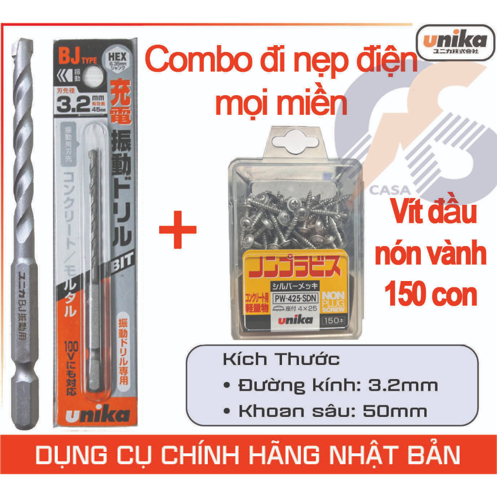 combo mũi khoan mồi BJ + vít PW-425 ( đầu vít nón vành ) | Shopee Việt Nam