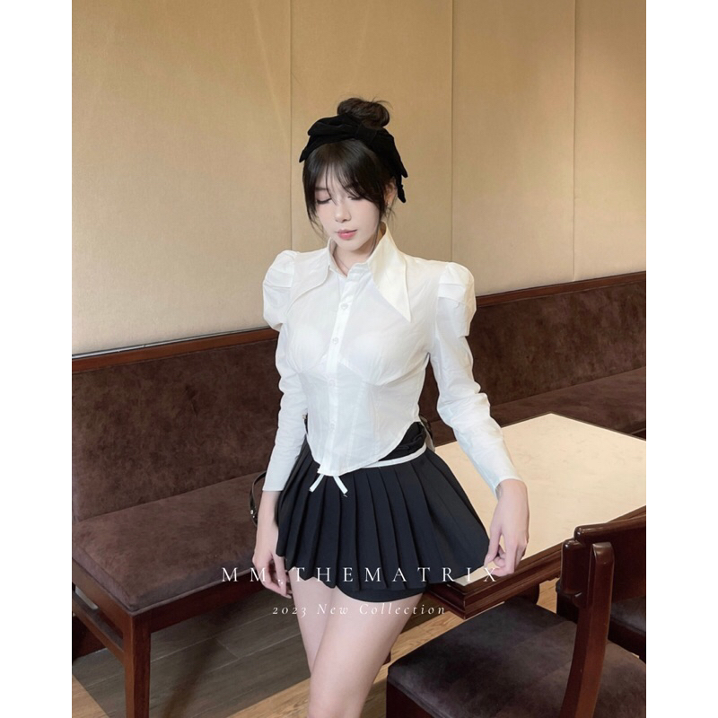 Áo somi tay bồng croptop by Thematrix (ảnh thật tự chụp) | Shopee Việt Nam