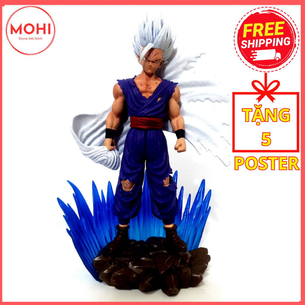 Mô hình Son Gohan Beast siêu saiyan tóc trắng, cao 35 cm, có hộp màu ...