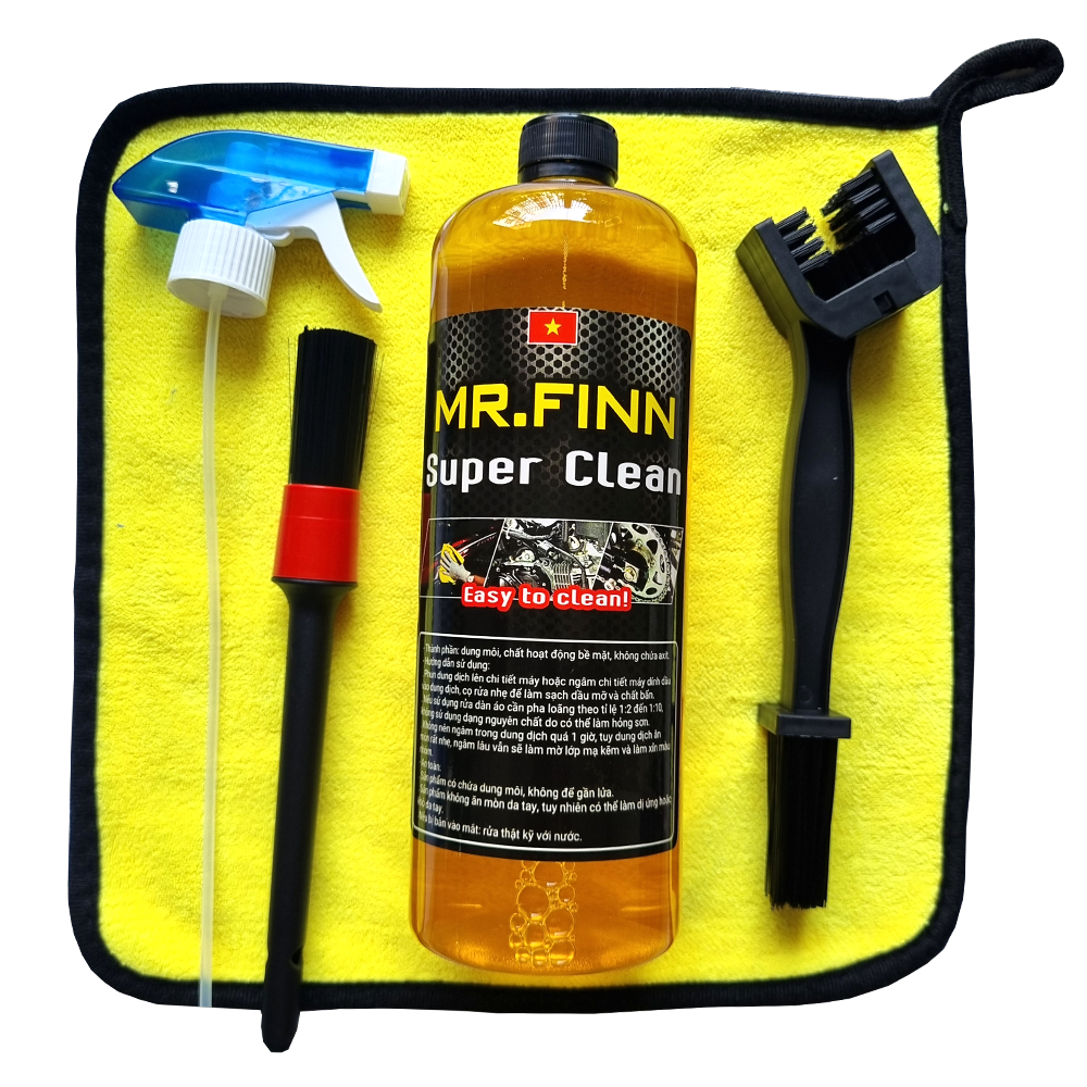 Combo Mr.Finn 5 món rửa nhông sên dĩa (tẩy Mr.Finn 1 lít + bàn chải rửa ...