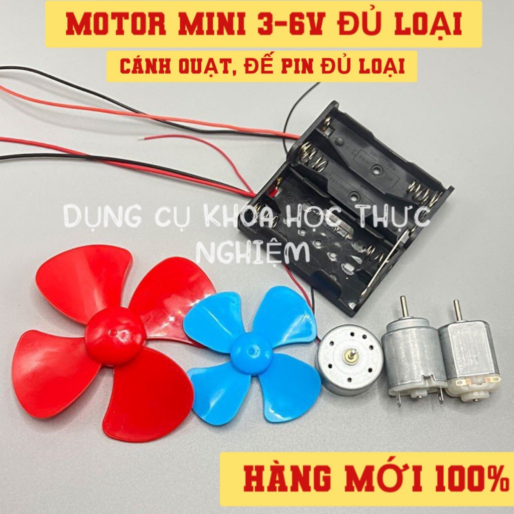 Động cơ motor mini 3V - 6V 130 140 300 180 đế pin cánh quạt dùng học ...