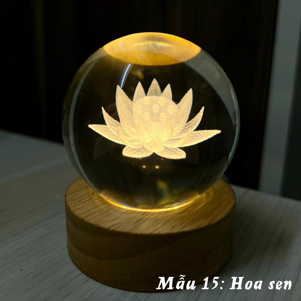 Cầu pha lê 3D + Đế gỗ đèn led | Shopee Việt Nam