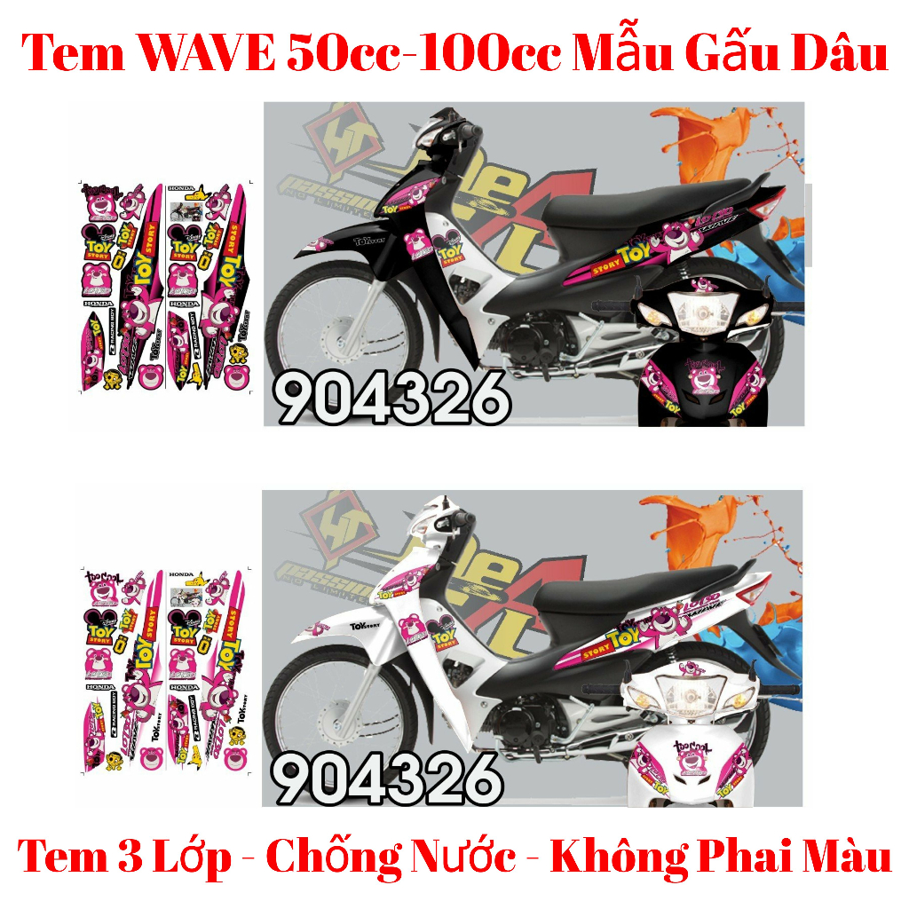 TEM WAVE 50CC-100CC GẤU DÂU VIP -2 MẶT | Shopee Việt Nam
