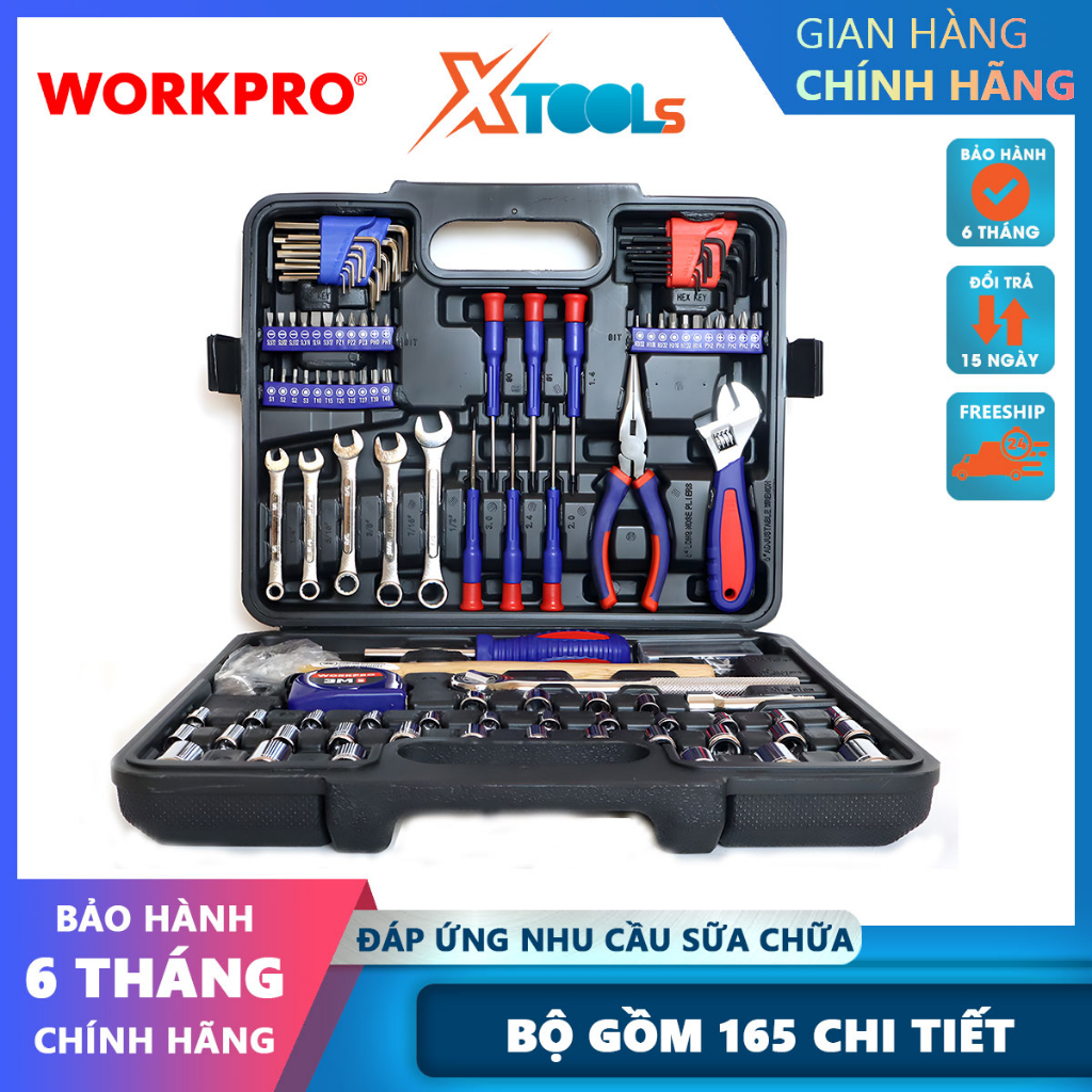Bộ công cụ sửa chữa nhà các loại (1 set = 165 cái) Workpro - WP209022 | Shopee Việt Nam