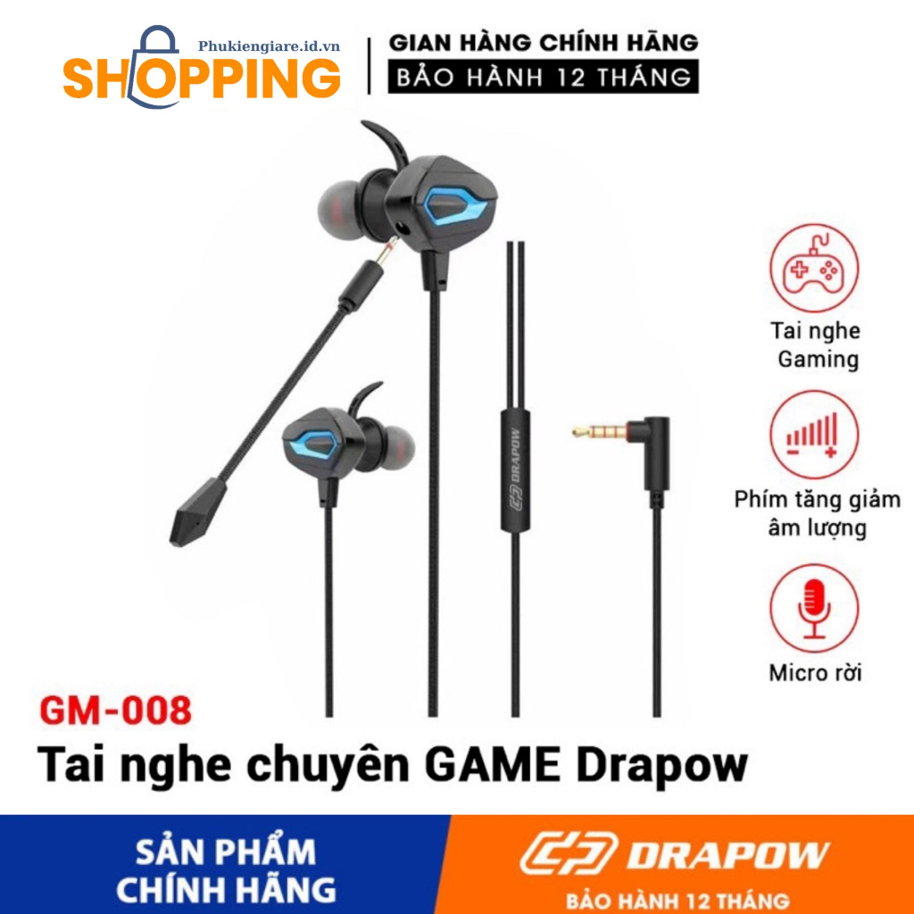 Tai nghe gaming Drapow GM-008 có mic riêng chống ồn nhỏ gọn thiết kế ...