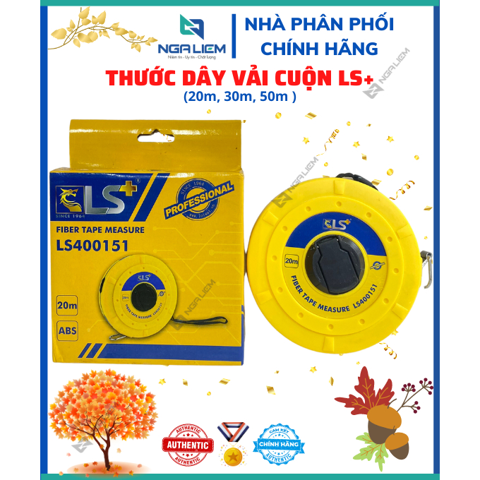 Thước dây vải cuộn chiều dài 20m, 30m, 50m hiệu LS+, thước cuộn vải ...