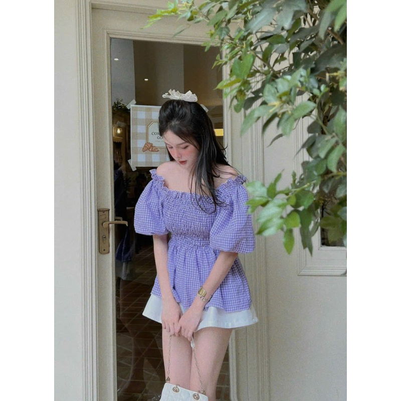 ÁO CARO TAY PHỒNG FOM BABYDOLL DỄ THƯƠNG | Shopee Việt Nam