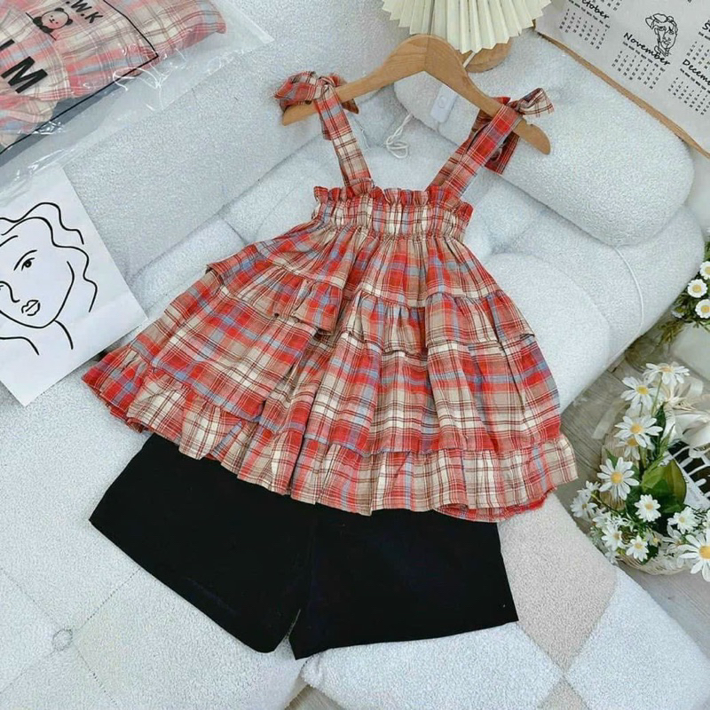 ÁO HAI DÂY CARO XOÈ DỄ THƯƠNG | Shopee Việt Nam