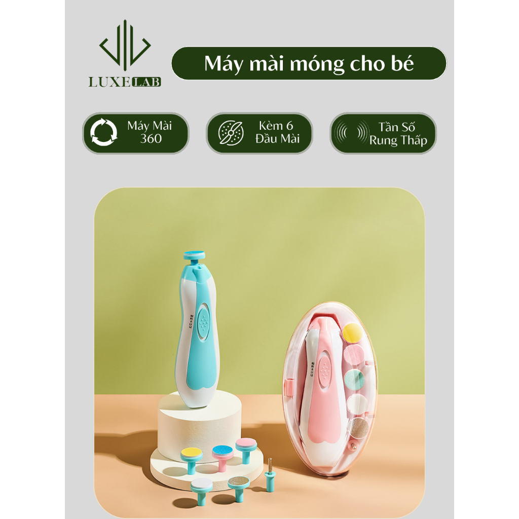 Máy Mài Móng, Cắt Móng Tay Điện Cho Bé Và Người Lớn Tặng Kèm 6 Đầu An Toàn LUXELAB 12153 ...