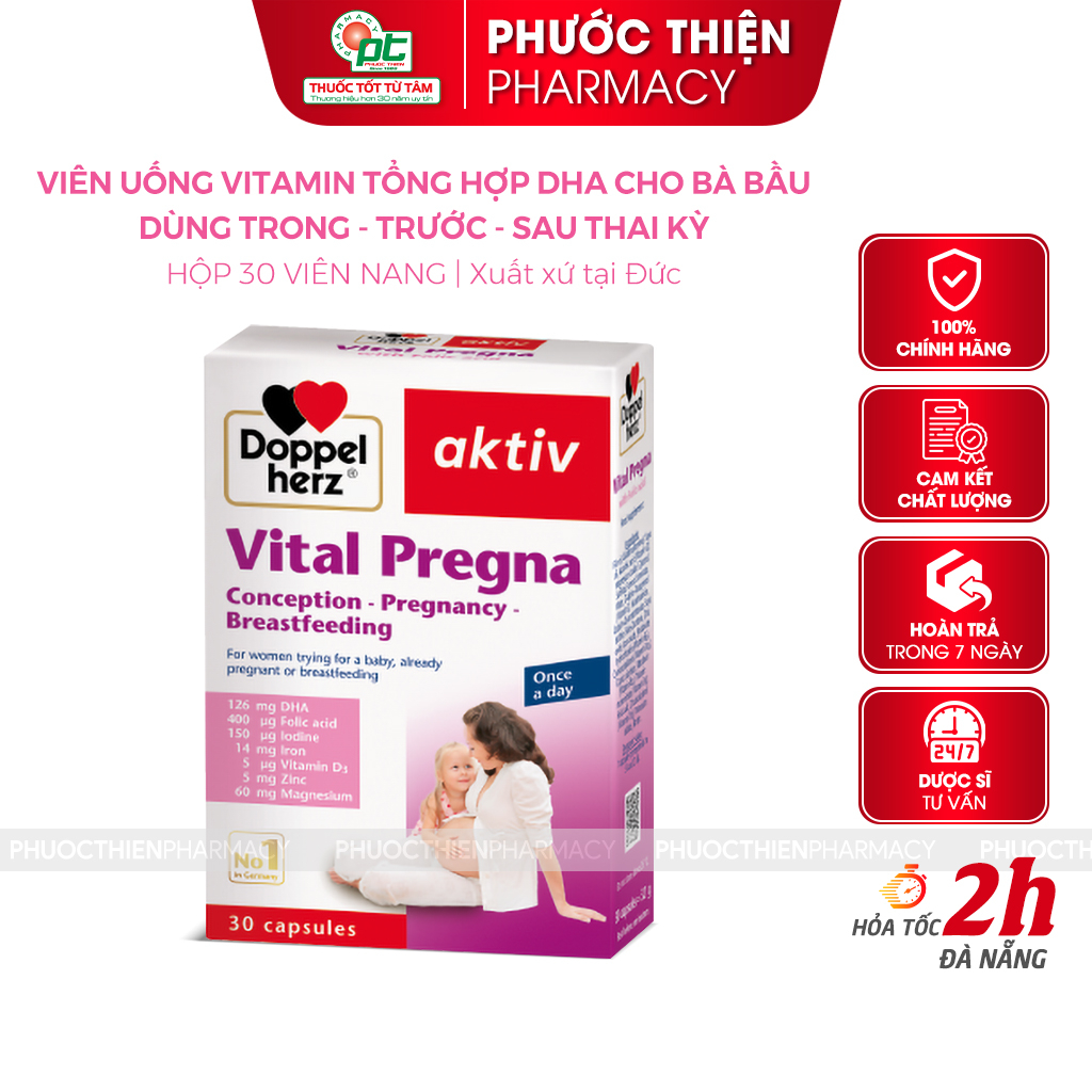 Vitamin tổng hợp cho bà bầu, vitamin bầu Đức Doppelherz Aktiv Vital ...