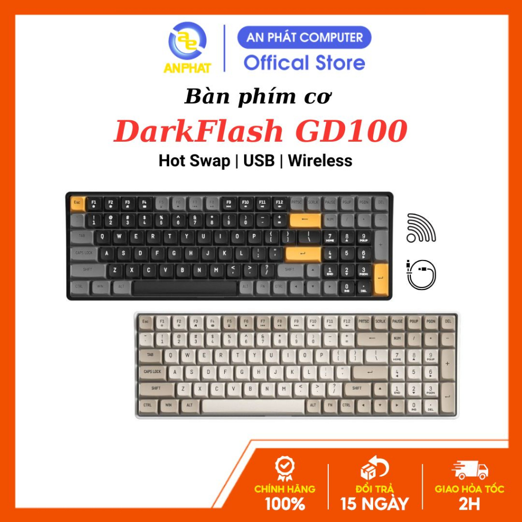 Bàn phím cơ không dây Darkflash GD100 ( 2 kết nối | Hotswap | Pin sạc tới 90 ngày) | Shopee Việt Nam