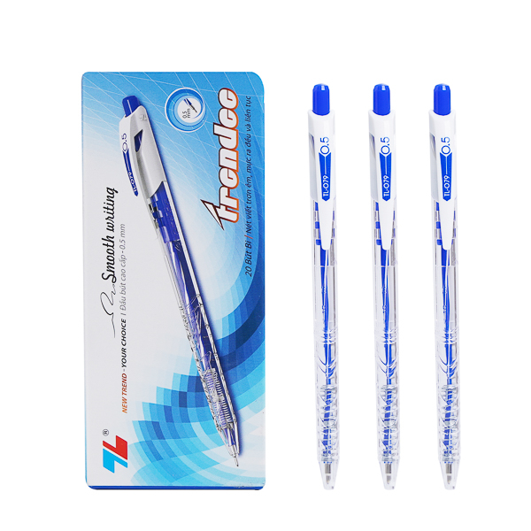 Bút bi bấm văn phòng ngòi 0.5mm, bút bi Thiên Long ba màu xanh đen đỏ ...