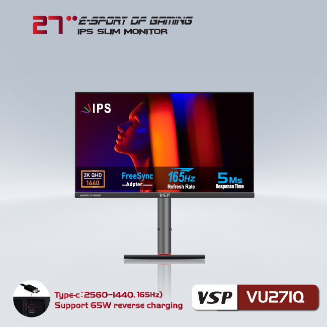 Màn hình phẳng VSP 27inch 2K eSport Gaming VU271Q - QHD /USB-C Type-C | Shopee Việt Nam