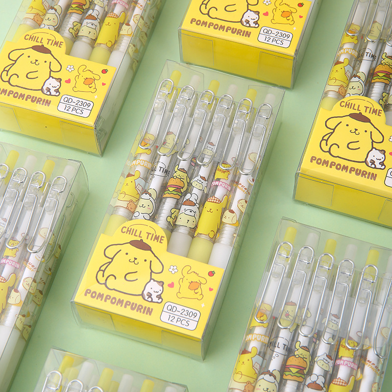 Hộp bút gel bấm cute mực đen Pompom Purin, bút bi ngòi 0.5mm | Shopee ...