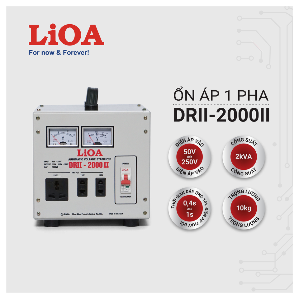 Ổn áp LiOA 2KVA DRII -2000II Dải 50V - LiOA 2KW 2000VA 2000W 2 Kg 2 ký 1 pha | Shopee Việt Nam