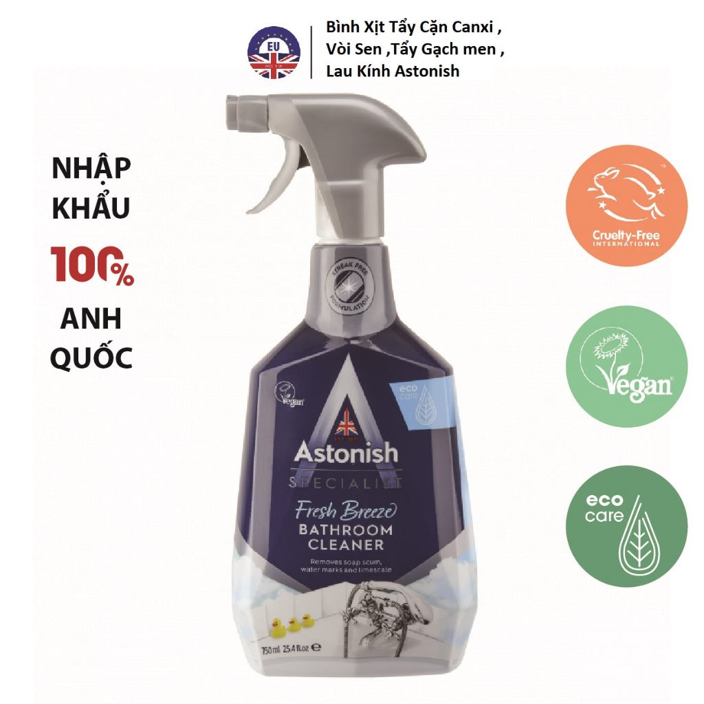 Chai vệ sinh tẩy cặn Canxi trên Inox, vách kính, sen vòi Astonish chai ...