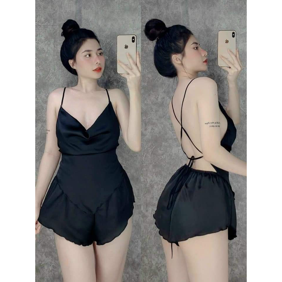 Size (50Kg-90Kg) Bộ Đồ Mặc Ngủ Kiểu Yếm Vải Lụa Satin Trơn Không Mút Dành Cho Nữ Quần Ngủ Áo Ngủ ...