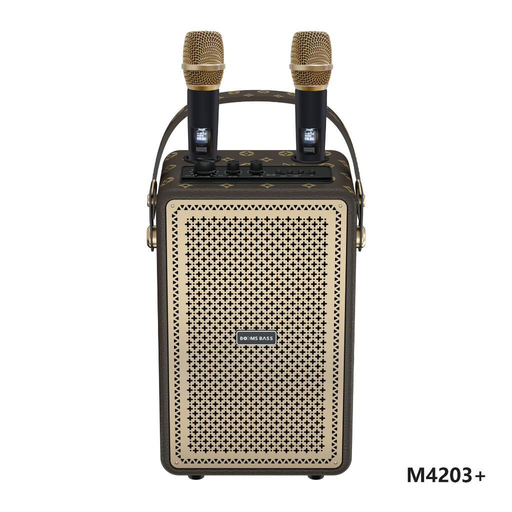 Loa bluetooth BoomBass M4203 kèm 2 micro không dây xách tay công xuất ...