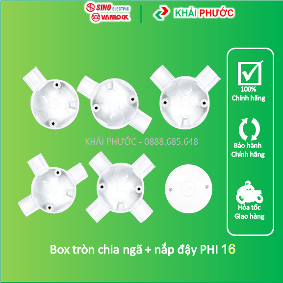 Hộp nối dây Box tròn chia 1 2 3 4 ngã đường ống điện phi 16 SINO SP E240/16/1 E240/16/2 E240/16 ...
