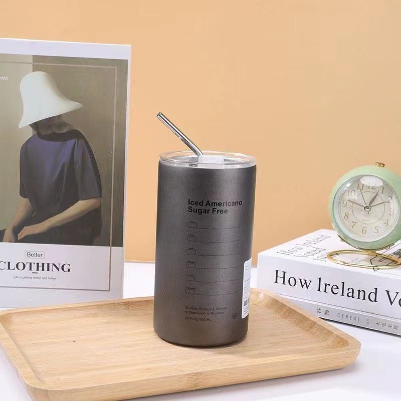 Cốc đựng nước giữ nhiệt, ly giữ nhiệt 600ml Iced Americano, inox 304, hàng loại 1 - GD Quý Nhi ...