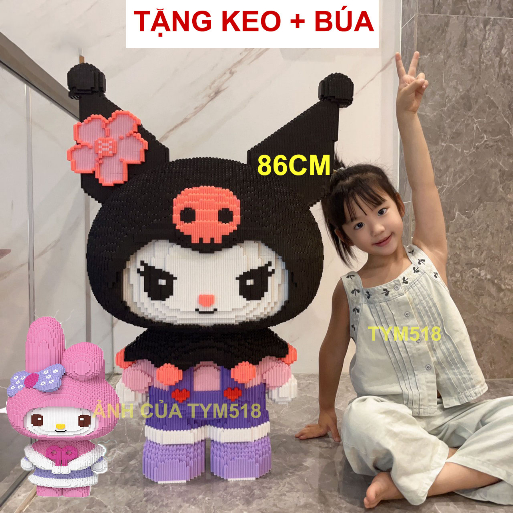 Xếp hình thỏ melody và kuromi cỡ lớn size to 85cm 86cm 60cm đồ chơi xếp ...