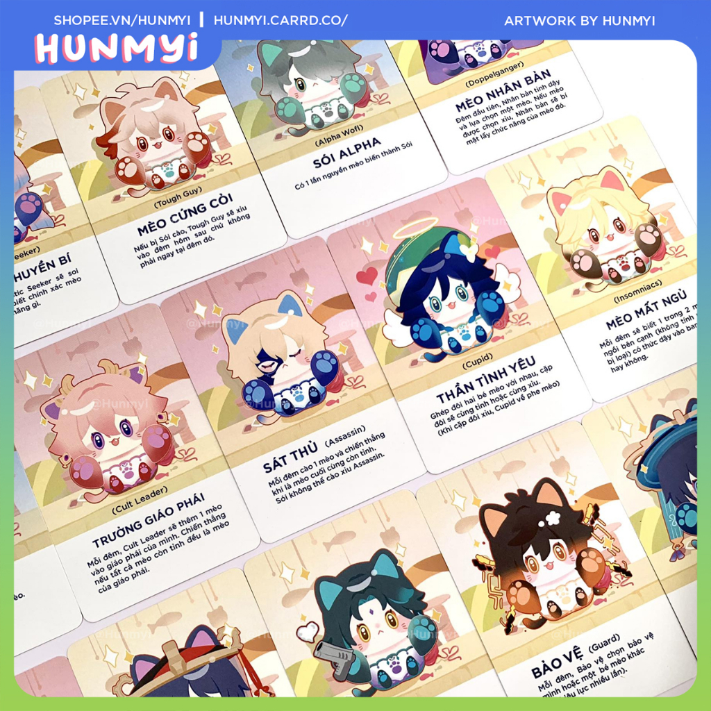 [MEOW WOLF] Card Bo Góc Ma Sói/ Meow Wolf board game Genshin Impact ...