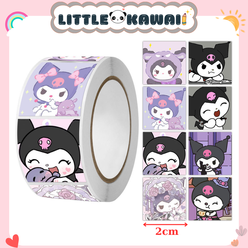 Cuộn 500 tem sticker nhãn dán hoạt hình size nhỏ 2cm dễ thương dán ...