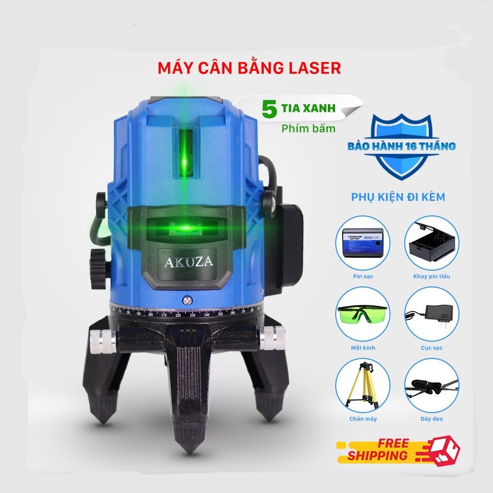 Máy cân bằng laze,Máy lazer cân bằng 5 tia xanh Akuza O tặng pin dự ...