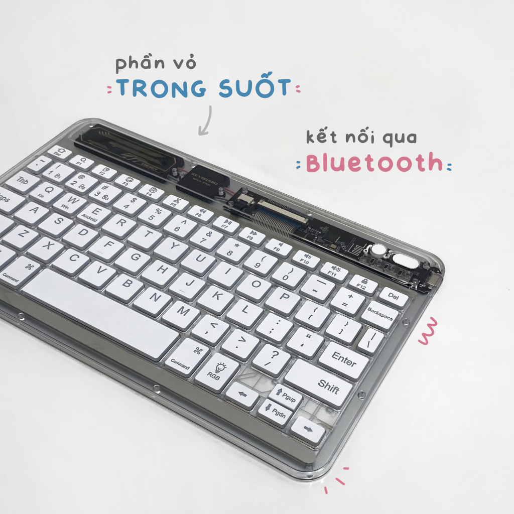 Bàn Phím Trong Suốt Bluetooth Magic Crystal Keyboard - Độc đáo, Pin ...