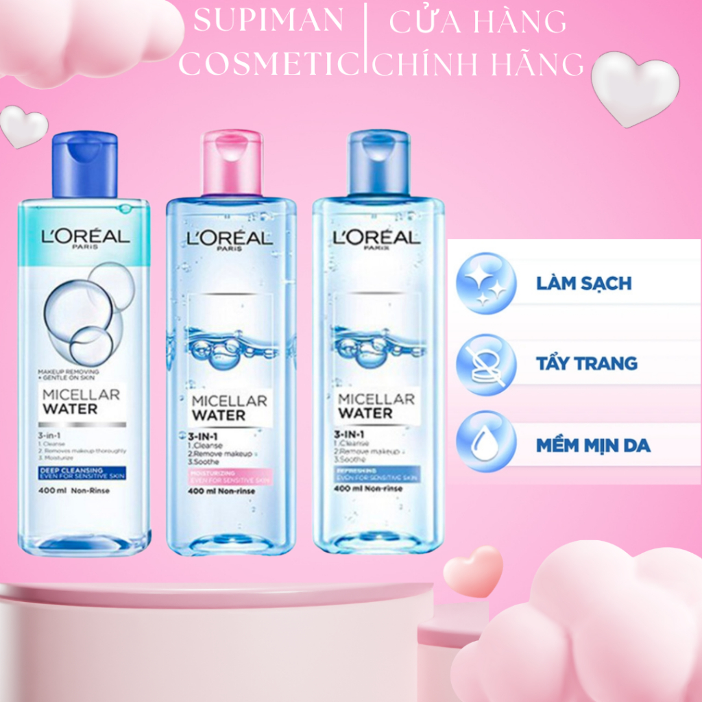 Nước tẩy trang Loreal - L'Oreal Paris 3-in-1 Micellar Water 400ml [ Có tem phụ đề ] | Shopee ...