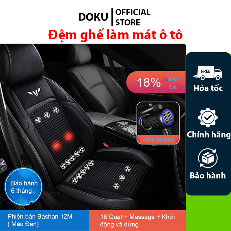 Đệm Ghế Điều Hòa Massage Tự Động Ngắt Áo Ghế Điều Hòa 25 Quạt Gió Siêu Mạnh Tích Hợp Massage