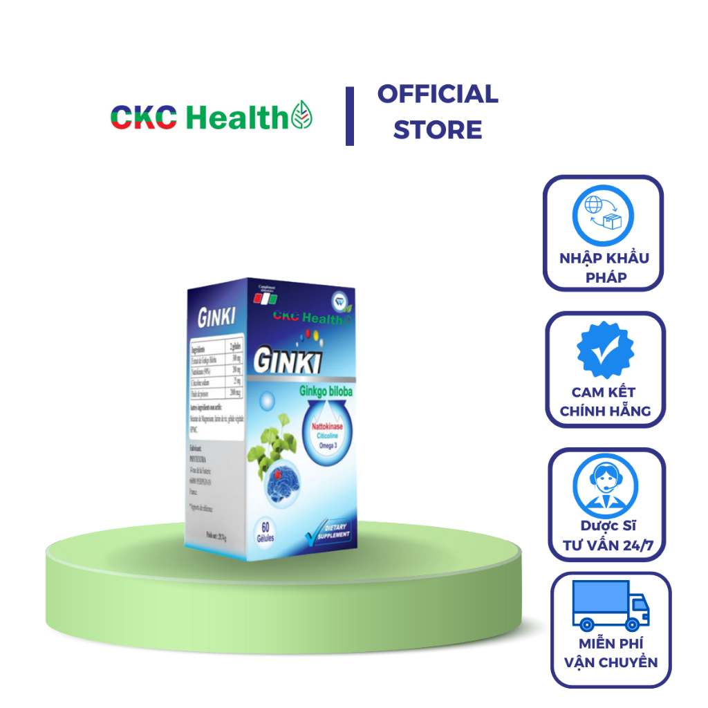Viên uống bổ não Ginki CKC Health Nhập khẩu PHÁP tăng cường chức năng ...