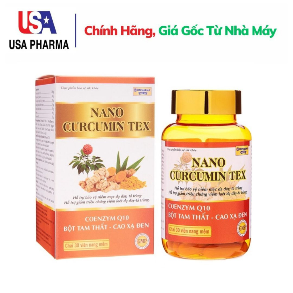 Viên tinh nghệ Nano Curcumin Tam Thất Xạ Đen HDPHARMA giảm viêm loét dạ dày - Chai 30 viên [Nano ...