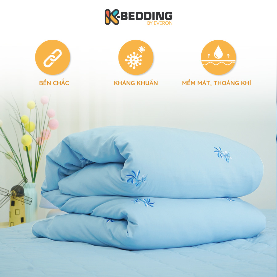 Chăn bốn mùa K-bedding By Everon Xanh Đậm KMTS105 MicroTencel Thêu Họa ...