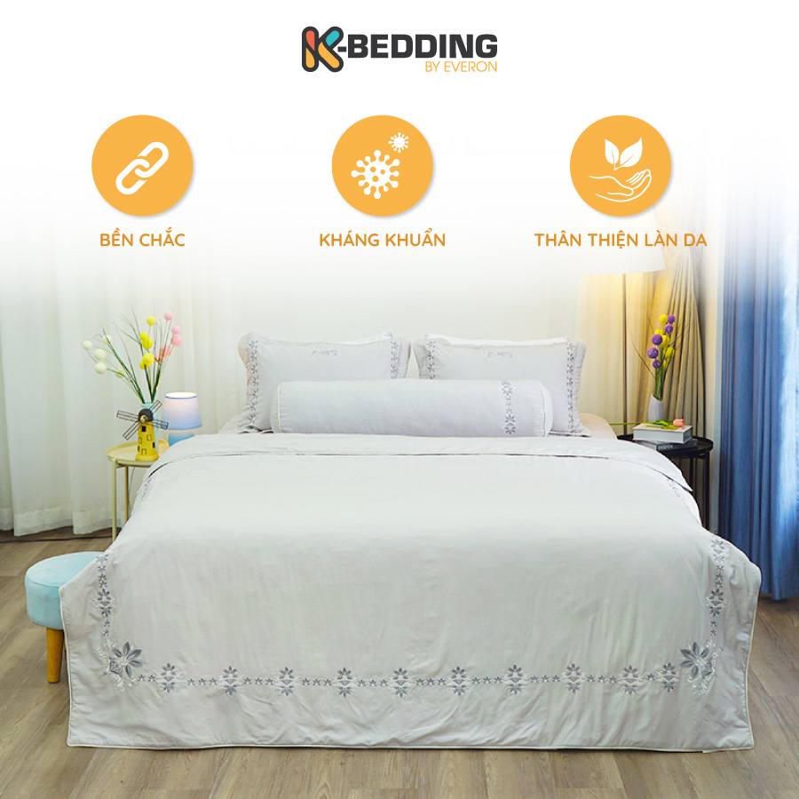 Bộ ga giường chần bông K-bedding By Everon Màu Xám KMTS106 họa tiết ...