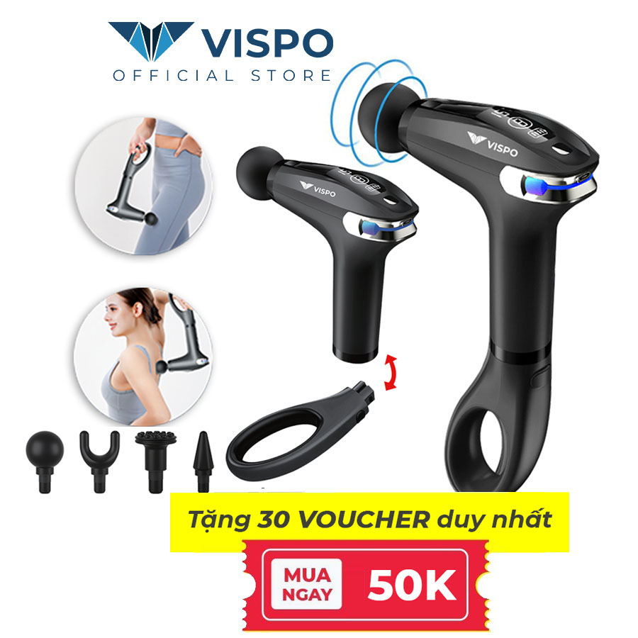 Máy massage cầm tay VISPO VP-S23 có 4 đầu massage, 8 cường độ, tay nối ...