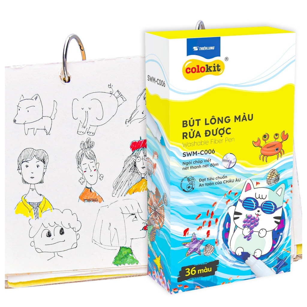 Bút Lông 36 Màu Thiên Long Fiber Pen Washable SWM-C006 | Shopee Việt Nam