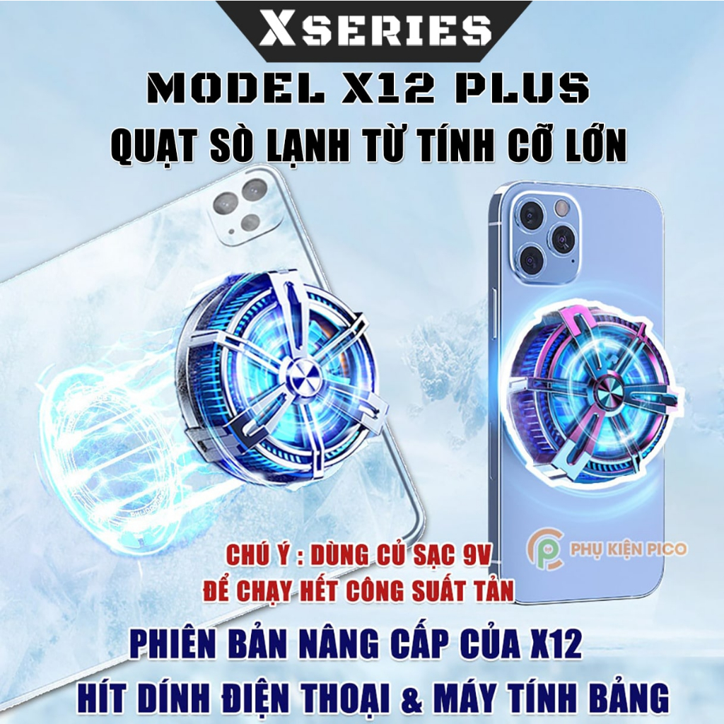 Quạt tản nhiệt điện thoại máy tính bảng X12 Plus sò lạnh nam châm ...