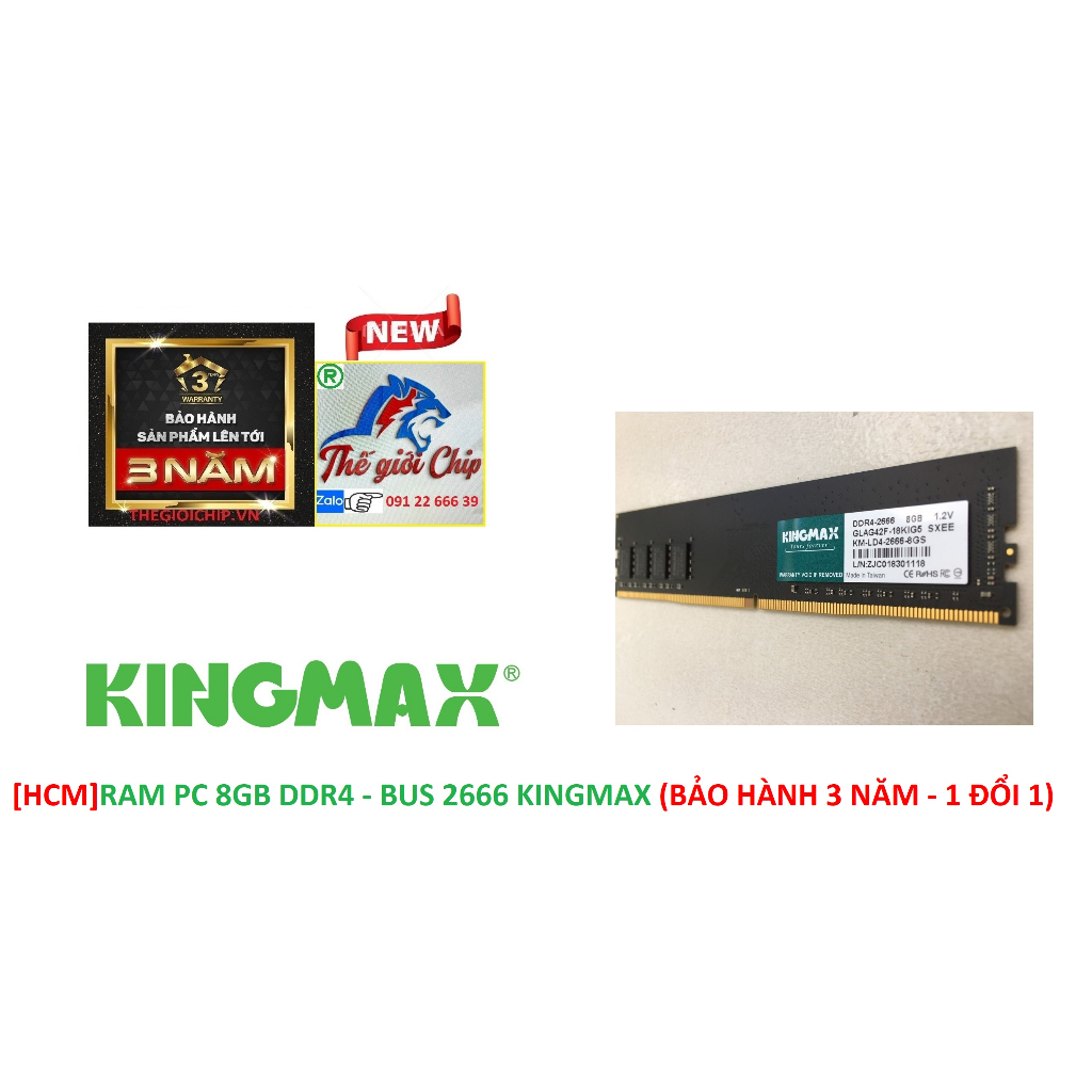 [HCM]RAM PC 8GB DDR4 - BUS 2666 KINGMAX (BẢO HÀNH 3 NĂM - 1 ĐỔI 1 ...