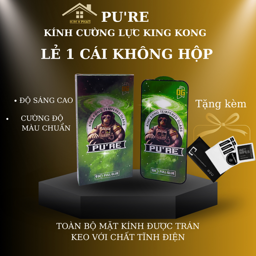 Kính Cường Lực (Không Hộp) PU'RE KING KONG FULL GLUE IPHONE FULL DÒNG ...