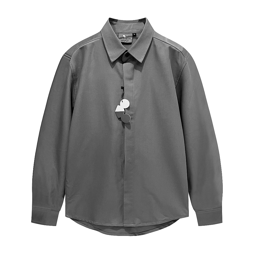 ÁO SƠ MI xám giấu nút tay dài KKL CHUOT TRANG | Shopee Việt Nam