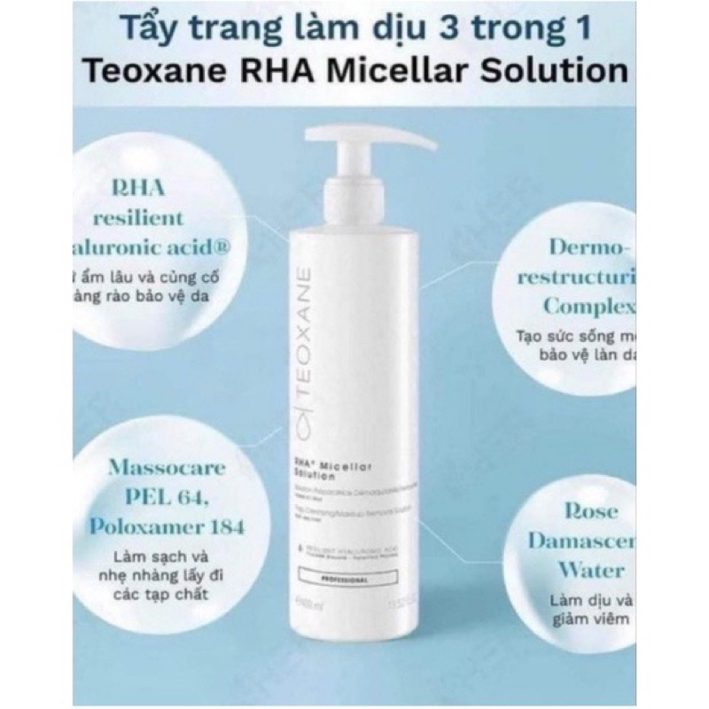 [Lọ chiết và Fullsize]Nước Tẩy Trang TEOXANE RHA Micellar Solution Fullsize 400ml | Shopee Việt Nam