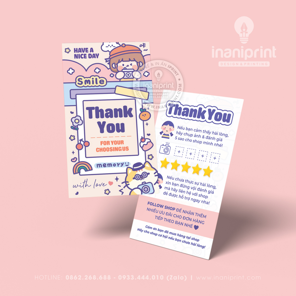 Giấy Cảm Ơn Kute, Card Thank You Dễ Thương, Thiệp Cám Ơn Khách Đã Mua ...
