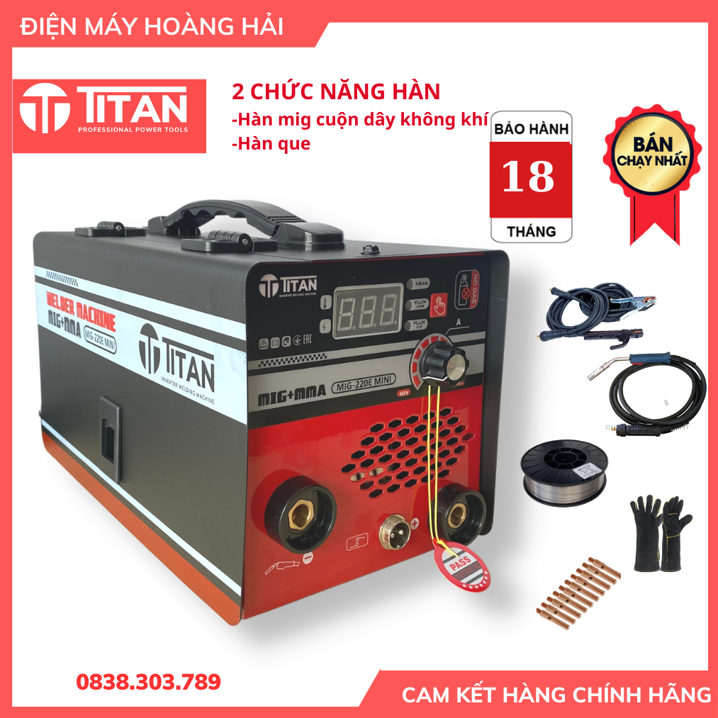 Máy hàn mig không khí TITAN 220E 2 chức năng chuyên dùng gia đình và ...
