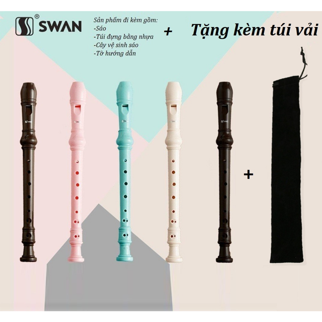 Sáo dọc 8 lỗ Recorder cho trẻ em và người mới học Tone C 5 màu Đen,Nâu ...