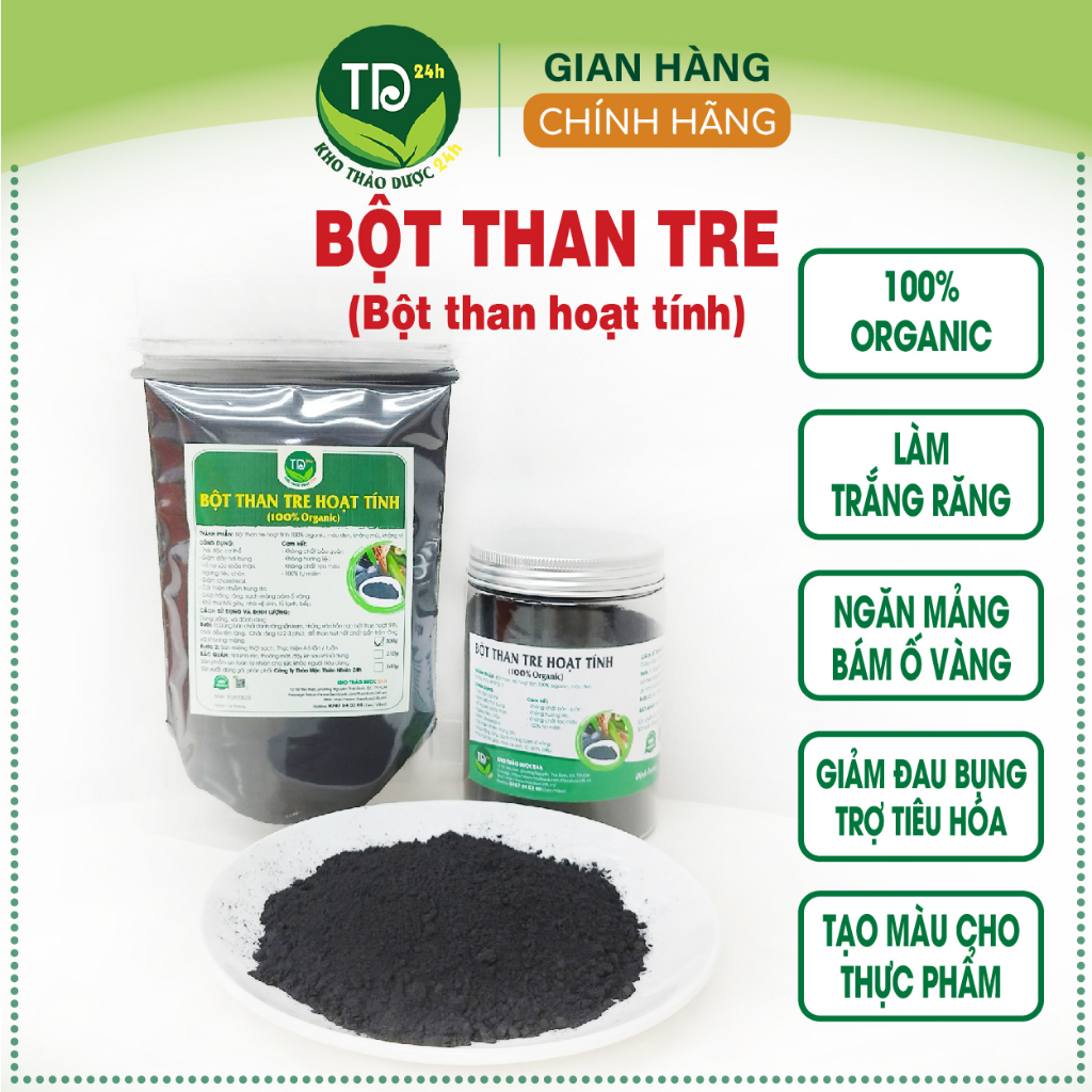 Bột than tre hoạt tính 100% organic, giúp răng trắng sáng, sạch mảng ...