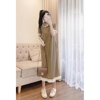 Váy V69, Đầm Polo Dáng Suông Cổ Sen Phối Viền Bèo Sang Chảnh Dáng Dài ...